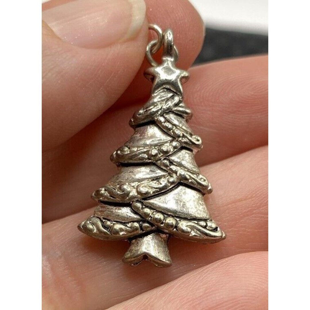 Vintage Pewter Christmas Tree Charm - Etsy
