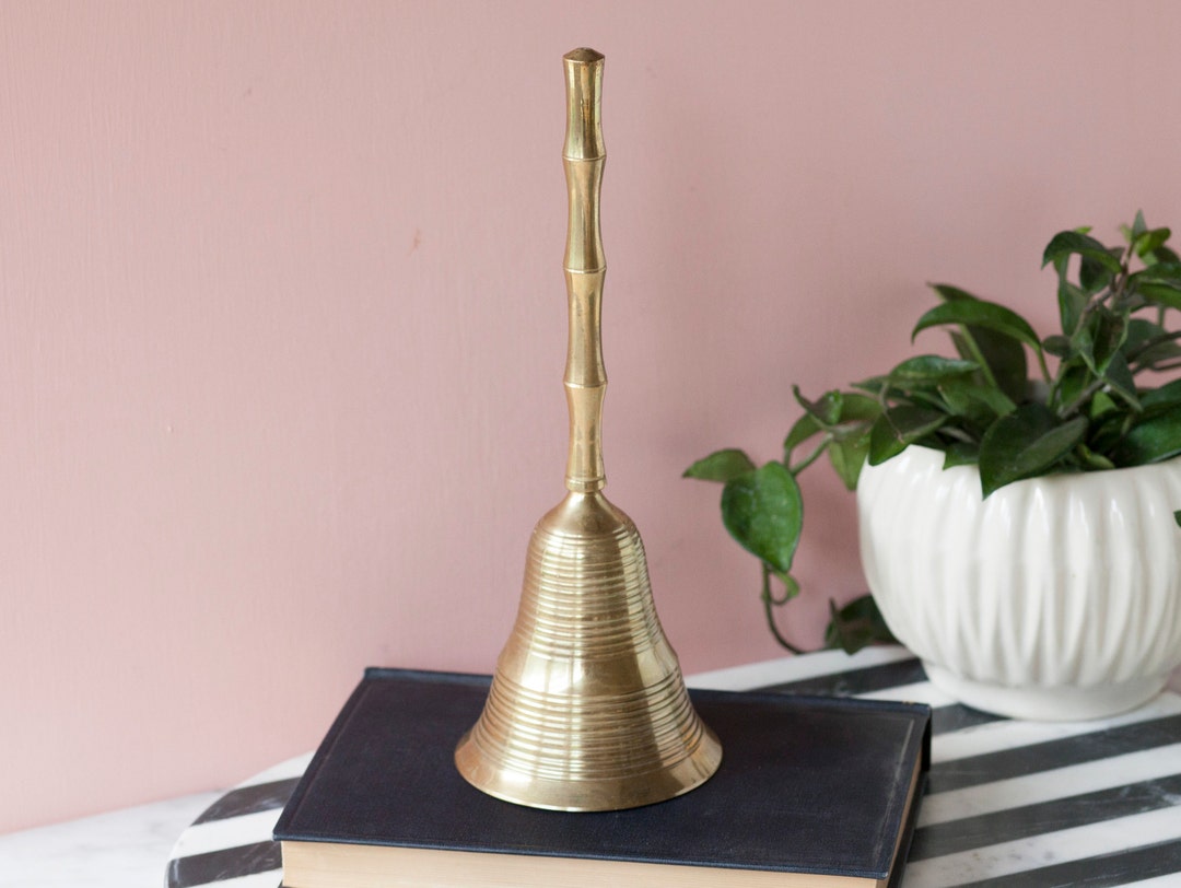 Large Brass Dinner Bell - Vintage Brass Bell - Christmas Shelf Decor ...