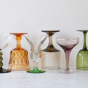 Custom Order Curated Set of Colorful Vintage Cocktail Glasses - Mixed ...