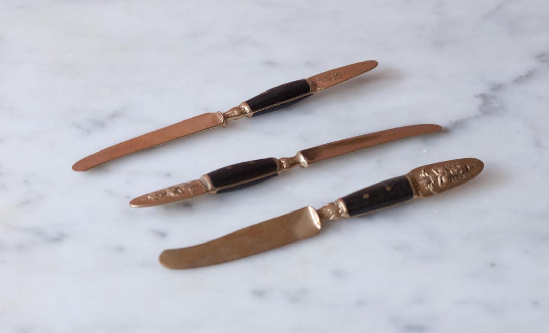 Brass Appetizer Knives Set of Three, Samran Thailand Depicting Deva ...