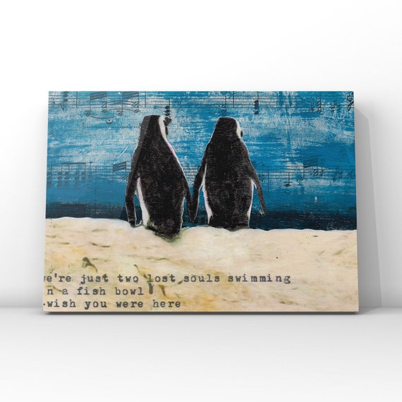 Penguin Postcard Penguin Art Print Penguins Postcards Pink | Etsy