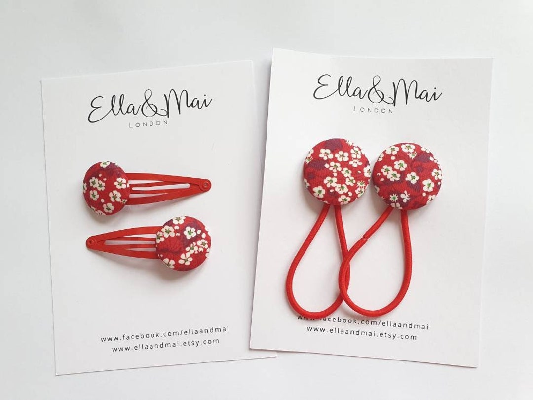 Liberty Mitsi Valeria Red Hair Accessories, Hair Tie, Hair Clip, Stocking Filler, Floral ...