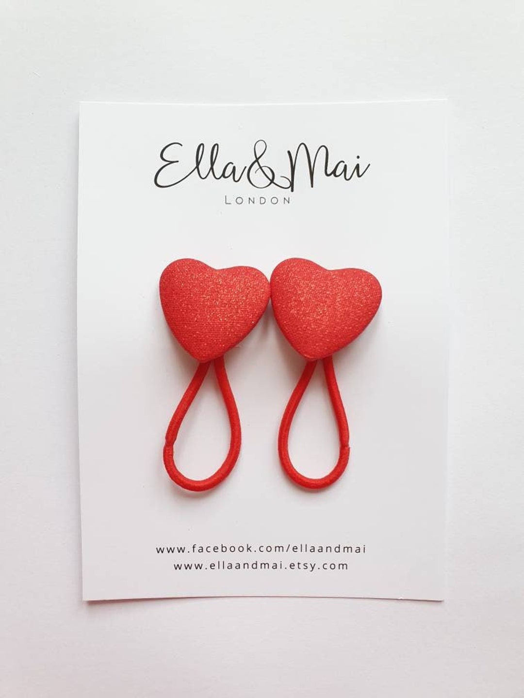 Heart Shape Hair Bobbles, Red With Glitter, Christmas Stocking Fillers ...