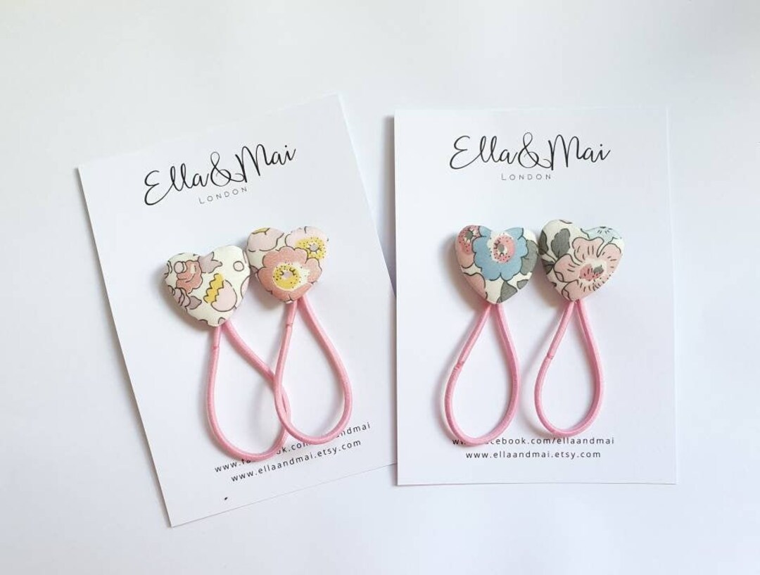 Heart Shape Hair Bobbles Liberty Fabrics Autumn - Etsy
