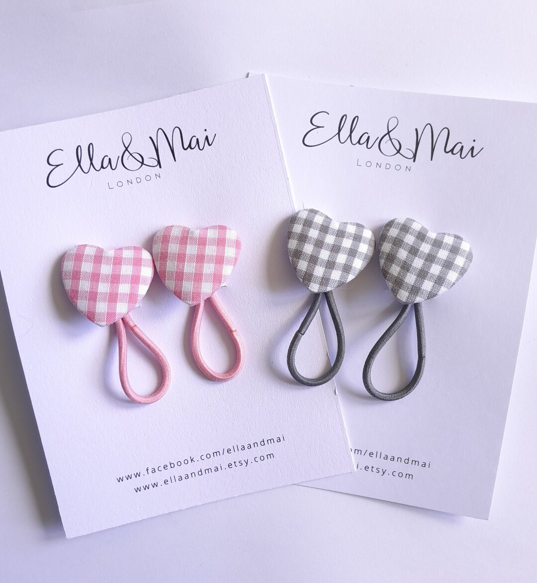 Heart Shape Hair Bobbles, School Hair Bobbles,gingham Hair Bobbles ...