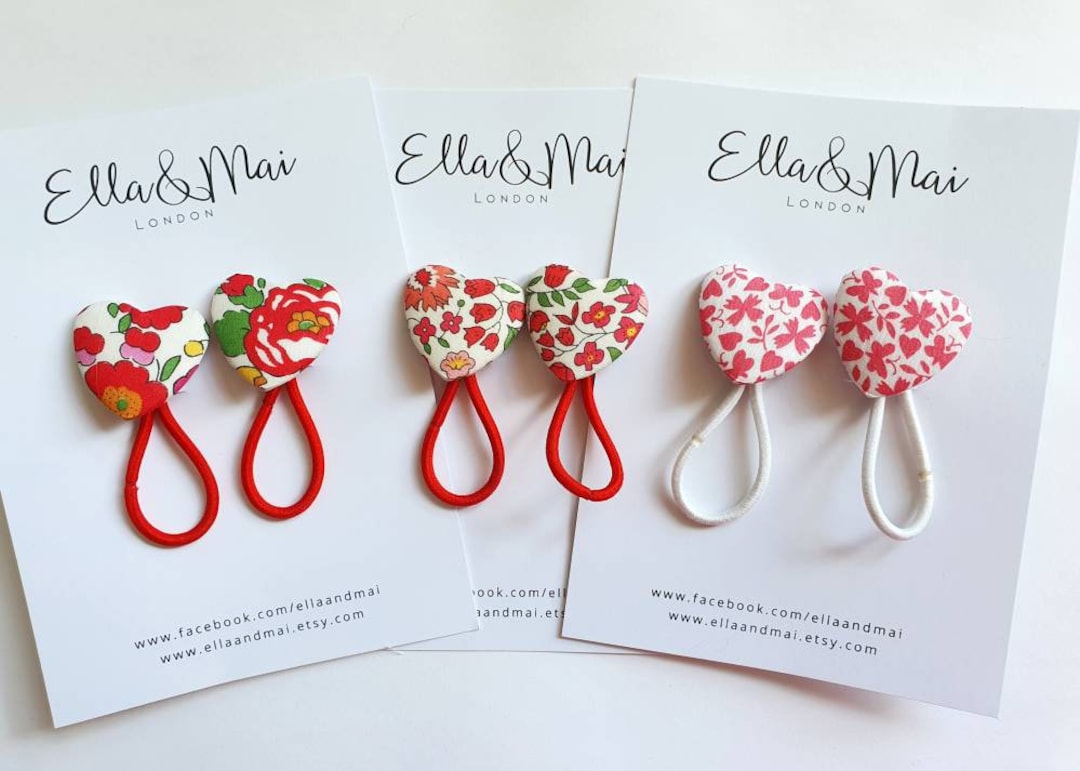 Heart Hair Bobbles, Liberty Fabrics,stocking Fillers, Gift for Girls ...