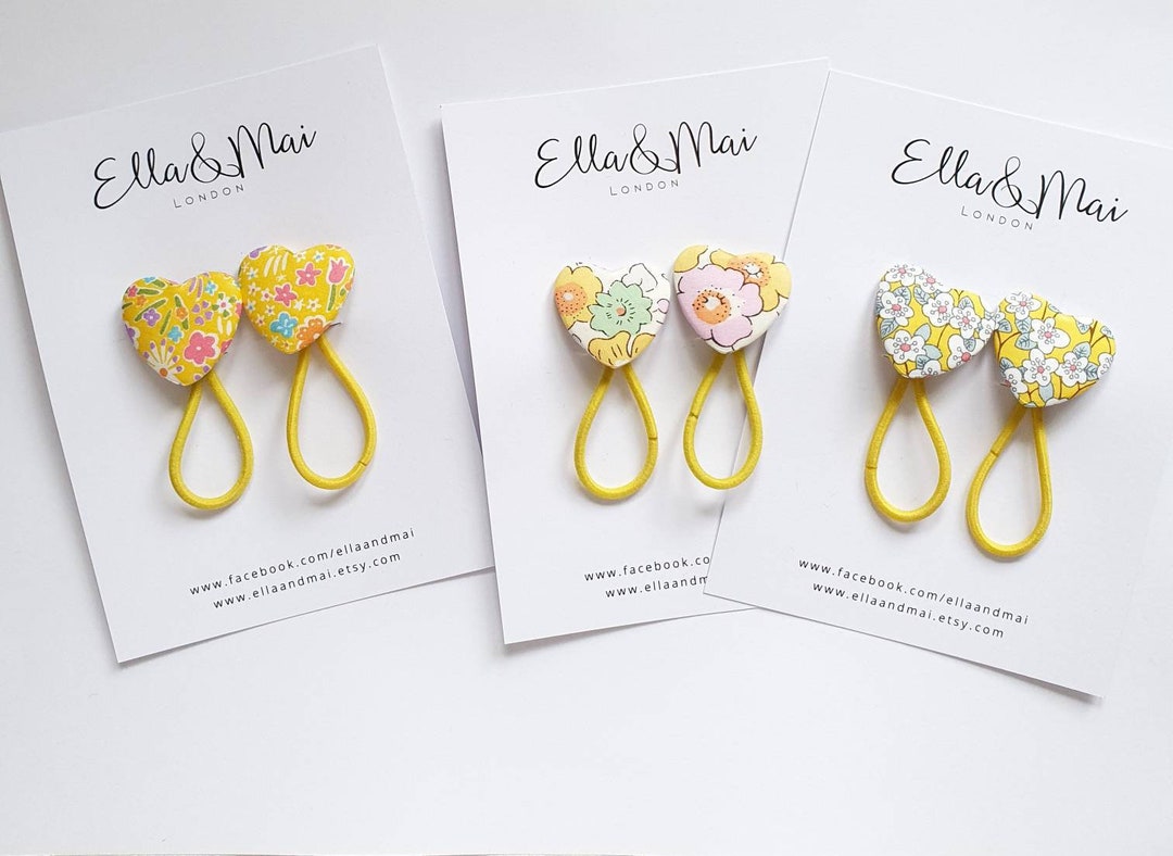 Heart Shape Hair Bobbles,liberty Fabrics, Stocking Fillers,gift for ...