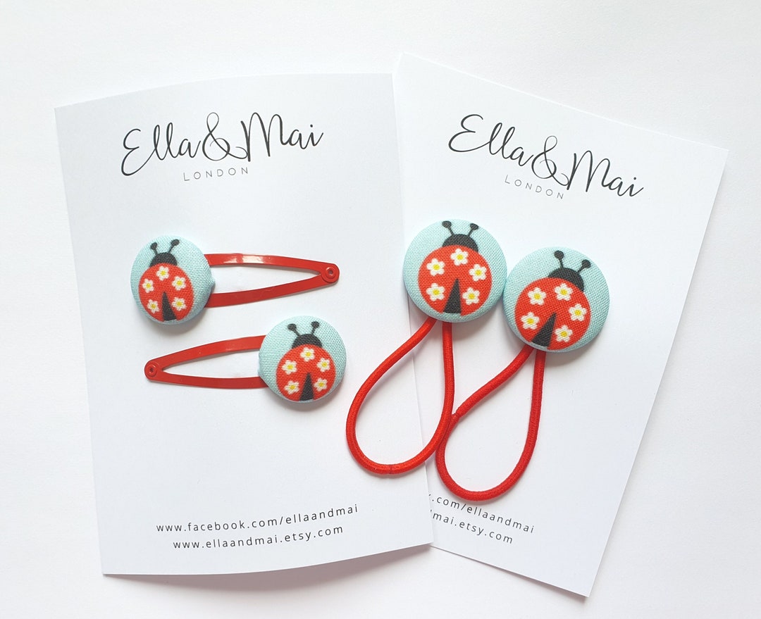 Ladybug Hair Slide, Ladybird Hair Tie, Ponytail Holder, Daisy, Snap ...