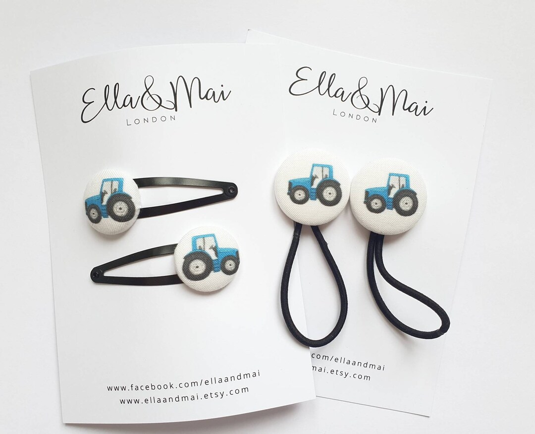 Blue Tractor Hair Clips, Tractor Hair Bobbles, Tractor Ponytail Holder ...
