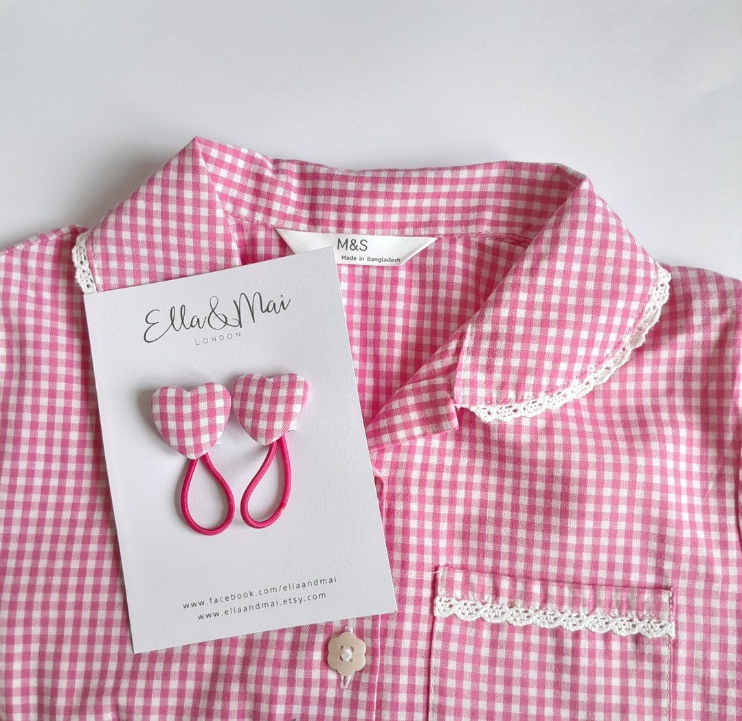 Heart Shape Hair Bobbles, School Hair Bobbles, Gingham Hair Bobbles ...