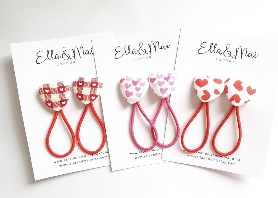Heart Shape Hair Bobbles, Valentine Day Hair Accessories, Ponytail ...