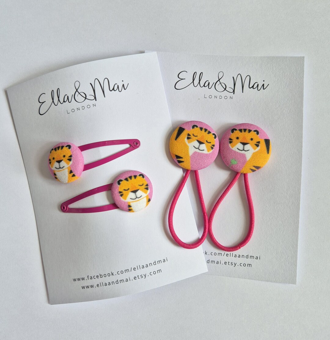 Tiger Hair Clips, Tiger Hair Ties, Tiger Ponytail Holder, Clips for ...