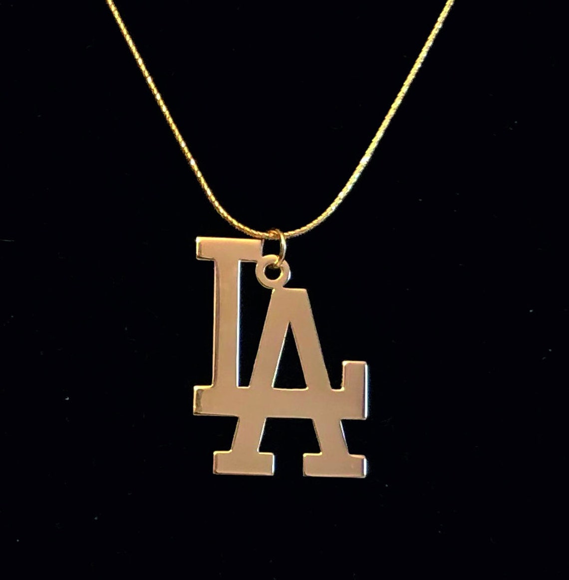 LA Logo Pendant Necklace Chain LA Logo Jewelerylos Angeles - Etsy