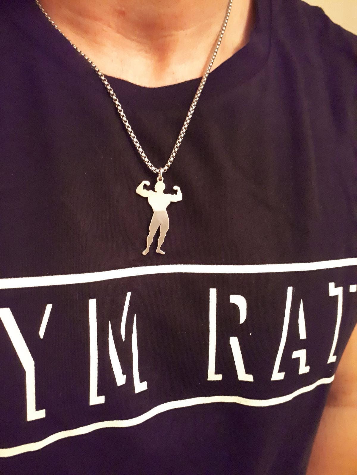 Man Bodybuilding Necklace Fitness jewelryMen's | Etsy