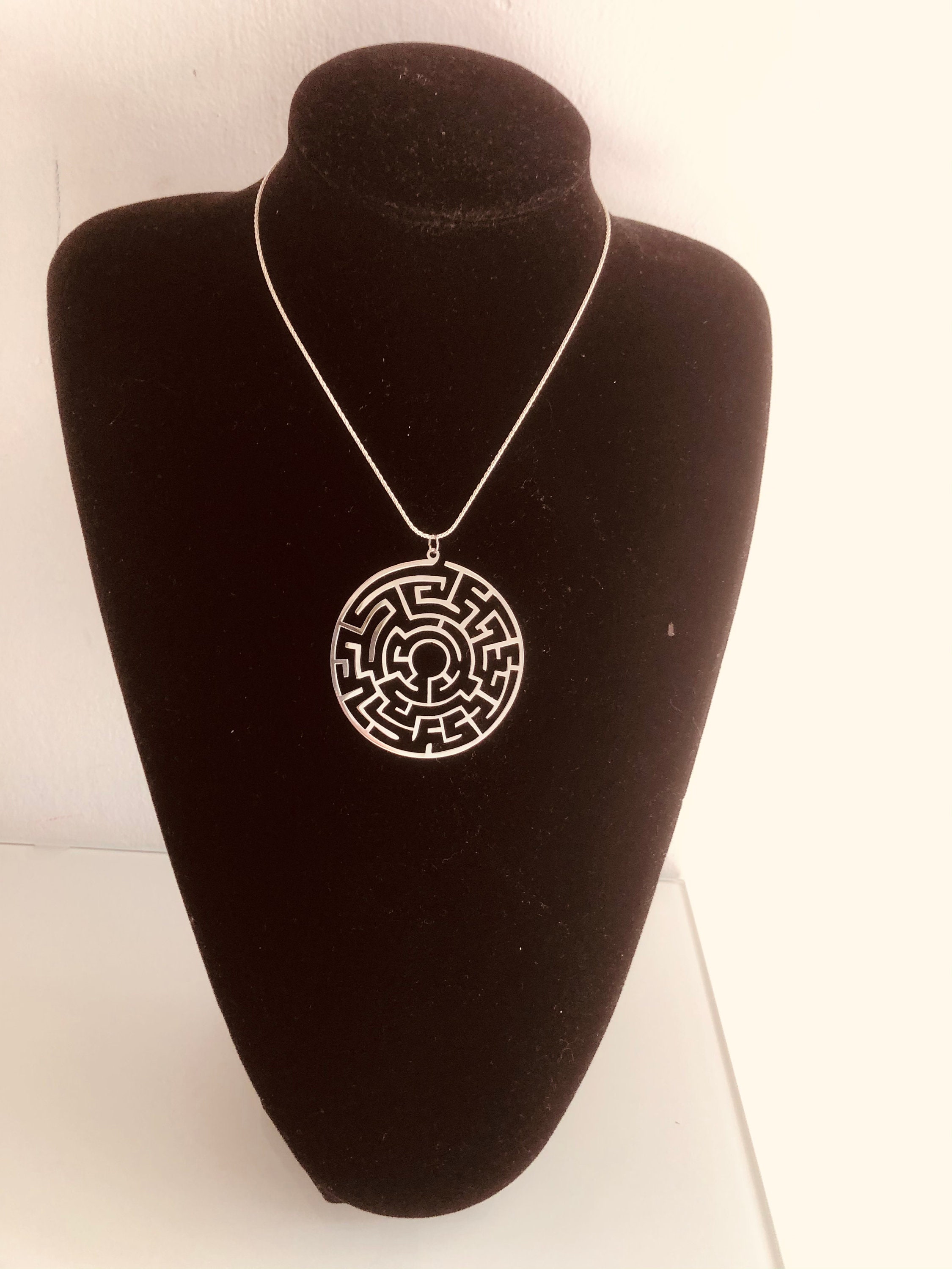 Labyrinth Pendant Labyrinth Necklace Gift for Her Maze | Etsy