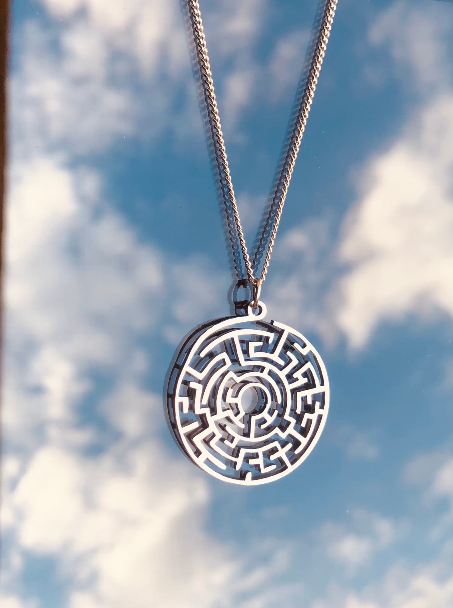 Labyrinth Pendant Labyrinth Necklace Gift for Her Maze | Etsy