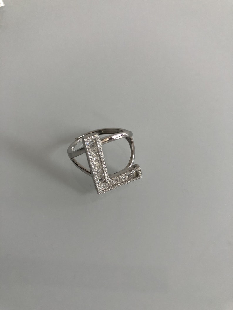 Letter Silver Initial Ring,personalized Letter Ring Customized, Gift ...