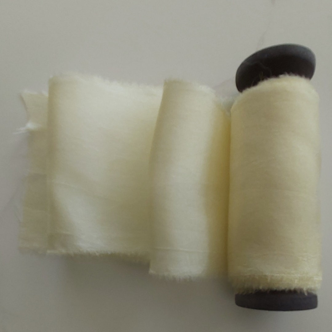 Silk Ribbon, Hand Dyed, Pale Yellow Pure Silk Habotai Ribbon, Wedding ...