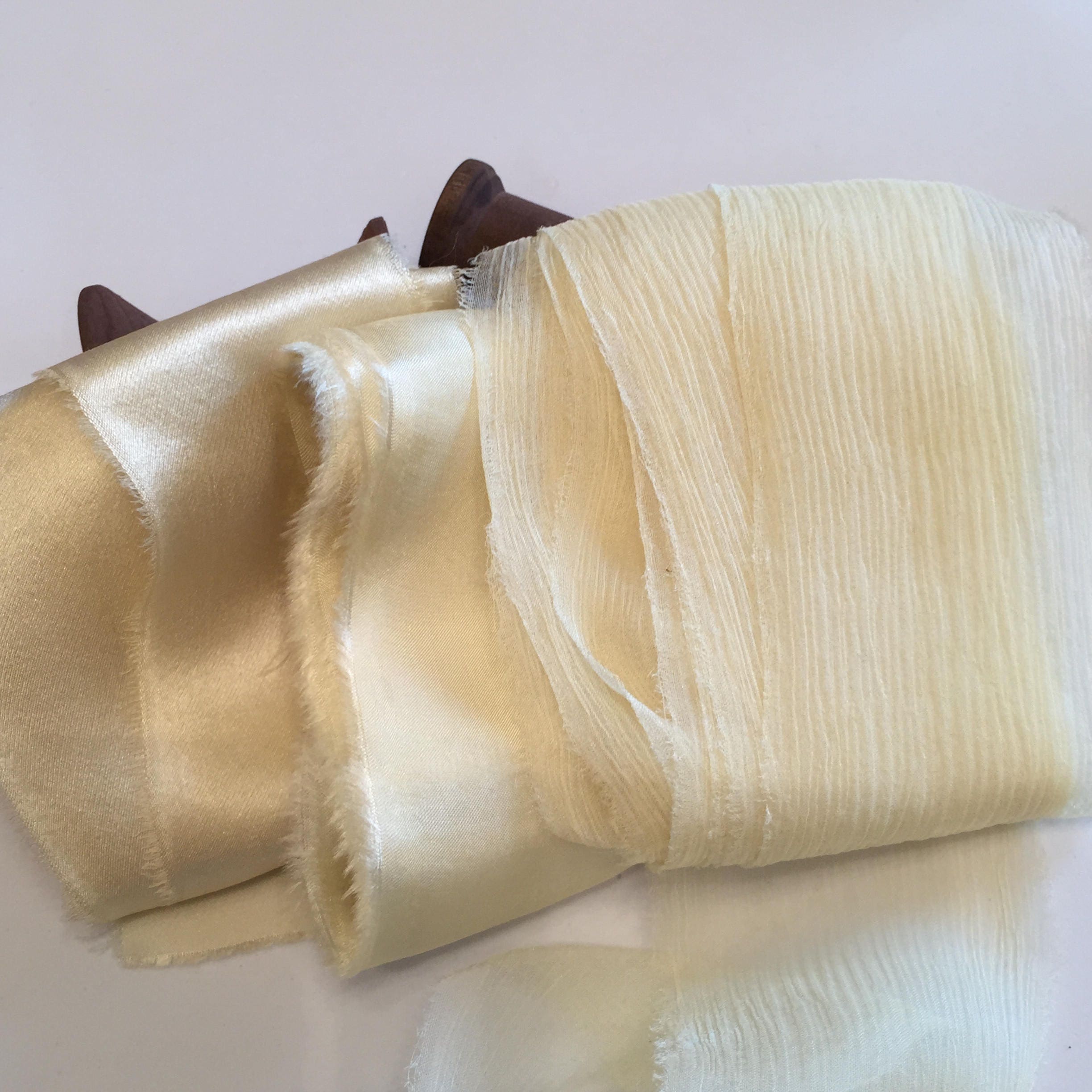 Silk ribbon hand dyed pale yellow pure silk habotai ribbon | Etsy