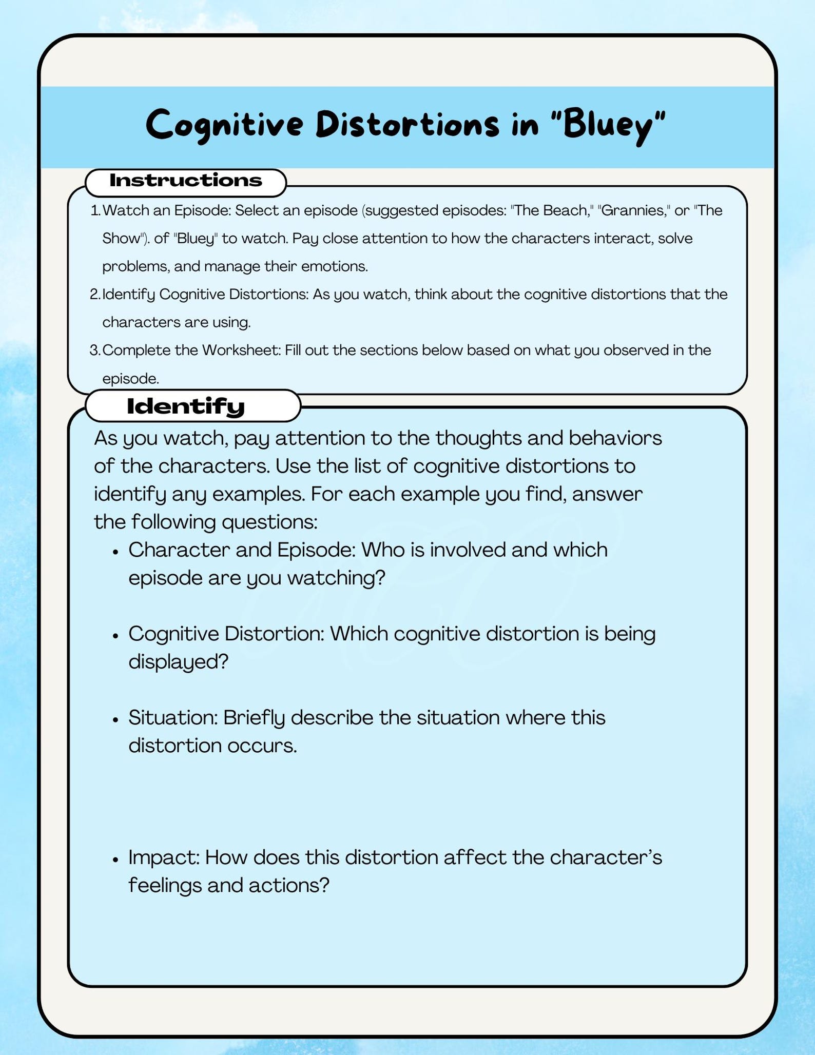 Bluey Therapy Workbook - Etsy