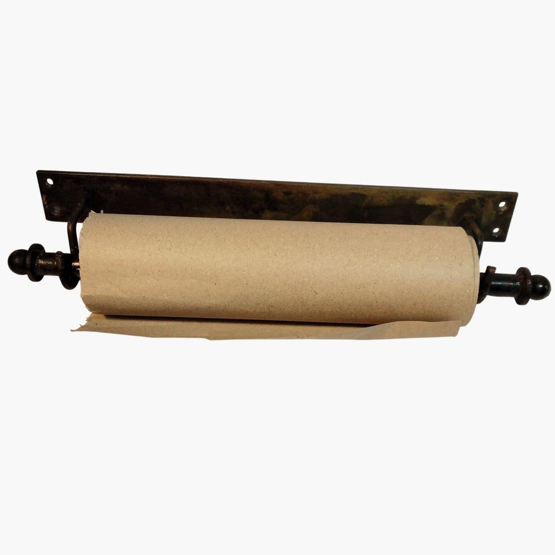 Rustic Butcher Paper Roll Holder Metal Wall Mount Craft Farmhouse Lodge ...