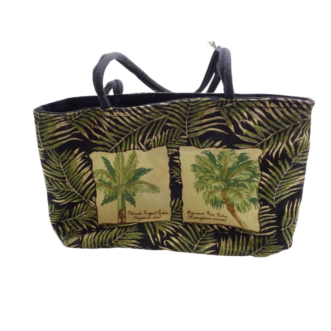 Sun N Sand Palm Tree Purse Black Green Canvas Vintage - Etsy