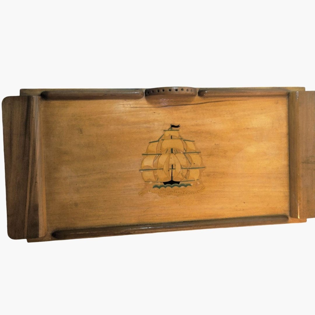 Wooden Chese Tray Tall Ship Graphic Charcuterie Toothpick Holder ...