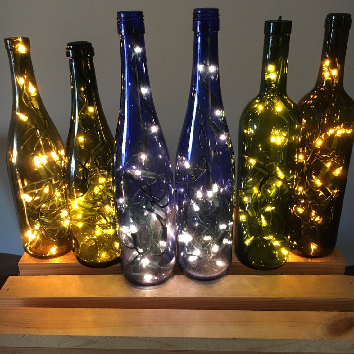 Lighted Wine Bottle Lamps - Etsy
