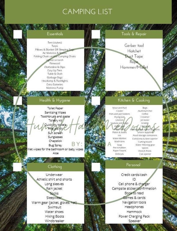 EDITABLE Camping Packing List Template | Etsy