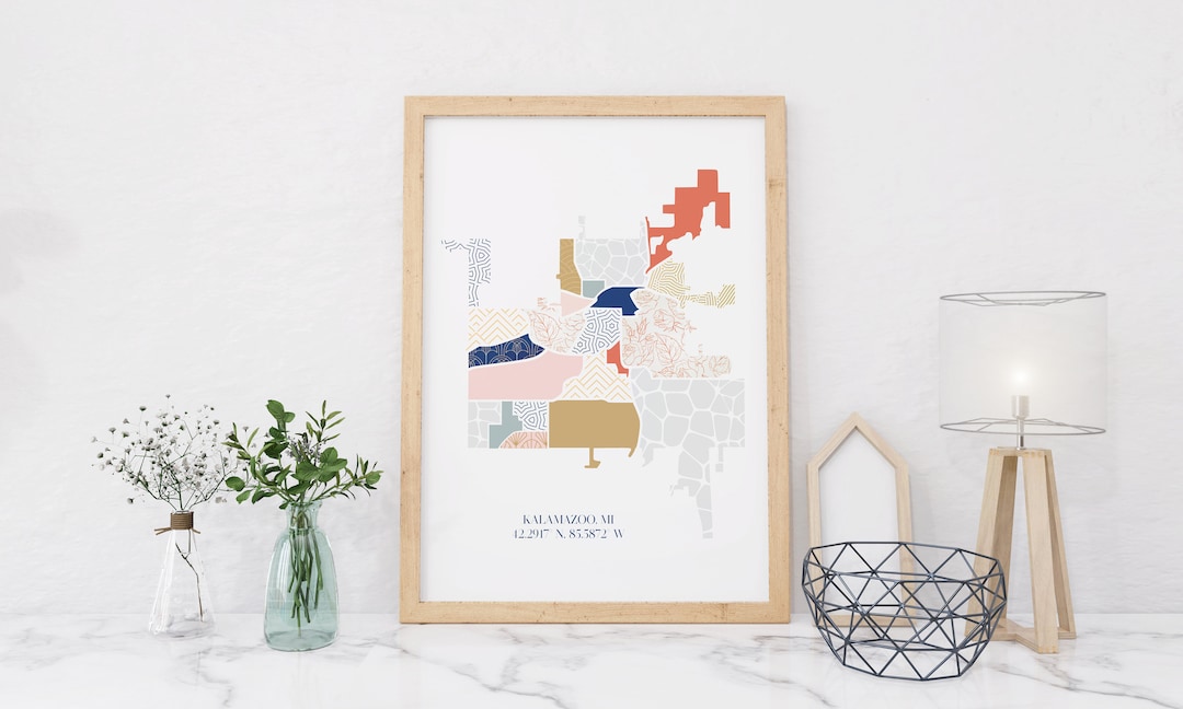 Descarga digital / Cartel del mapa del vecindario de Kalamazoo ...