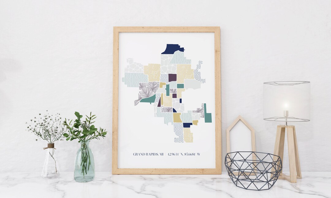 Descarga digital / Cartel del mapa del vecindario de Grand Rapids ...