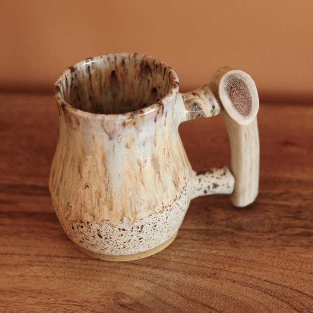 Handmade Ceramic Antler Mug: Rustic Coffee Cup, Nature Lover Gift - Etsy