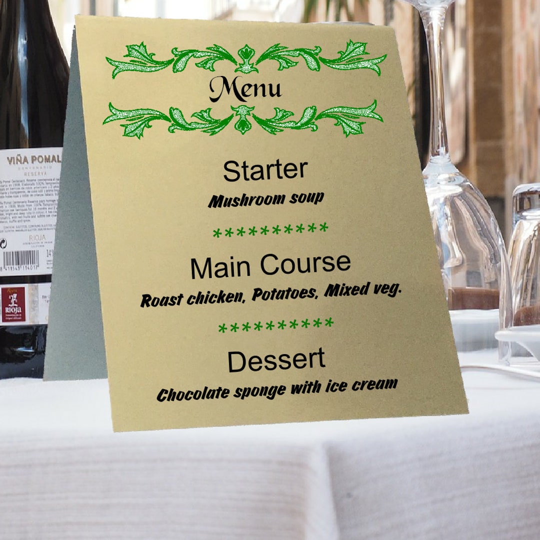 Wedding Menu, Table Tent Menu, Aluminium Menu, Wedding Table, Table ...