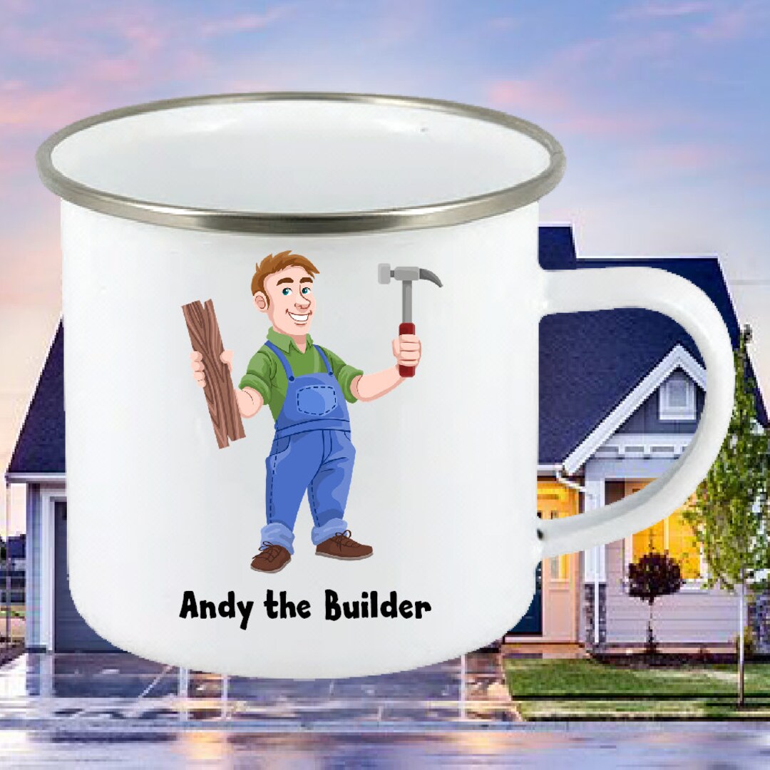 Enamel Mug, Builder's Mug, Tradesman's Mug, Personalised Mug, Mug Gift ...