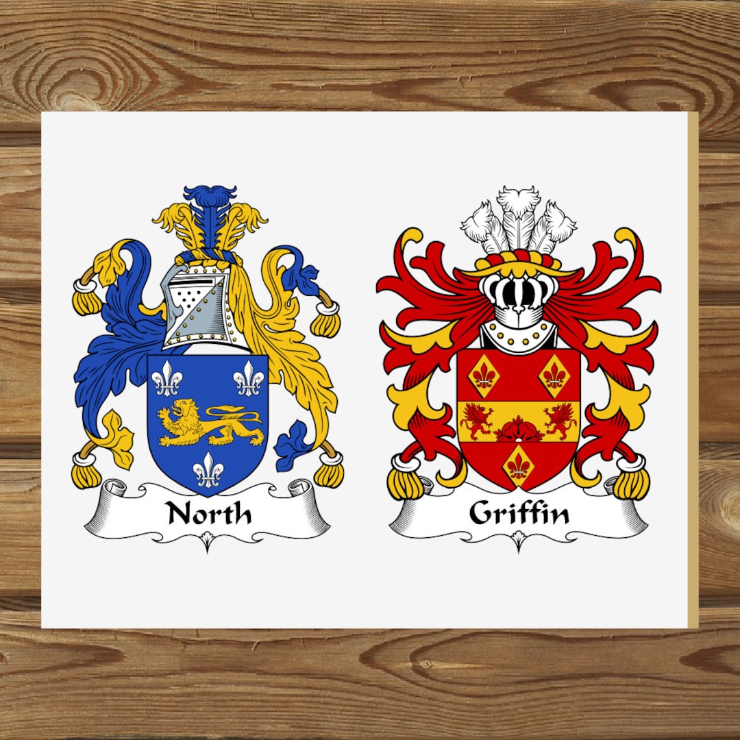 Coats of Arms, Dual Coat of Arms, Family Crests, White Glossy Ceramic ...