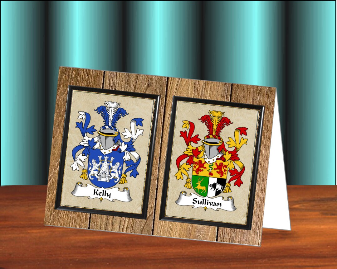 Dual Coats of Arms, Family Crests, Greetings Card, Anniversary Card ...