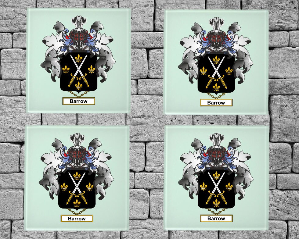 Coat of Arms Glass Coasters Family Crest Coaster Set - Etsy