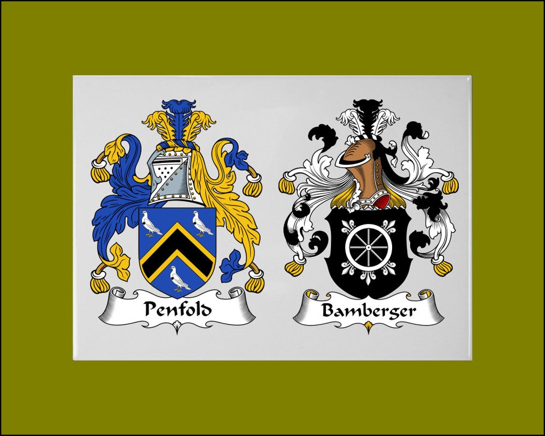 Dual Coats of Arms, Family Crests, Ceramic Magnet, Fridge Magnet ...