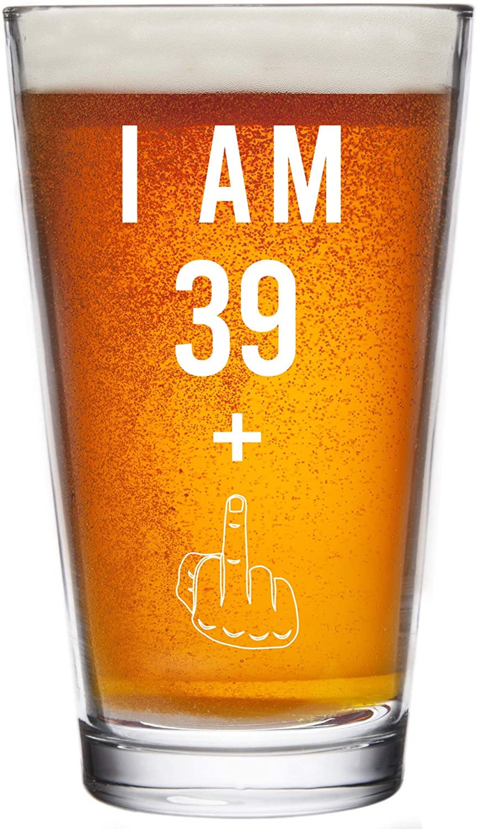 39 1 Middle Finger 40th Birthday Gifts for Men Women Beer Glass ...