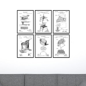 Framed Laundry Instrument Patent Prints - 6 Pack Assortment (multiple ...