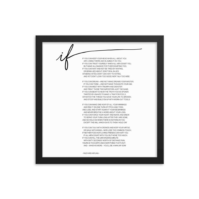 If by Rudyard Kipling Framed Poster Print - Etsy