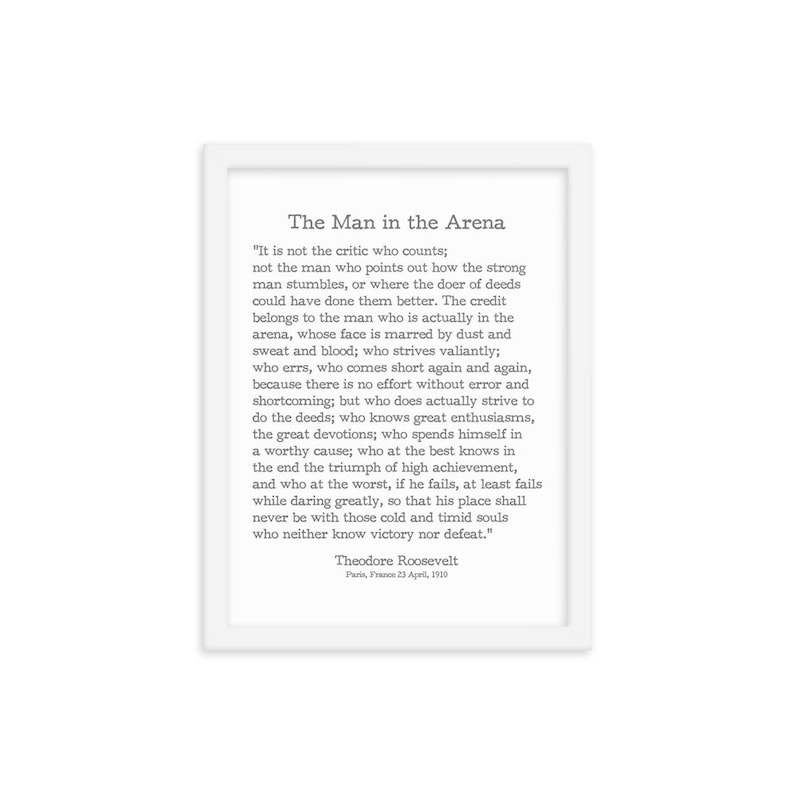 Framed Man in the Arena Quote Print Theodore Roosevelt - Etsy