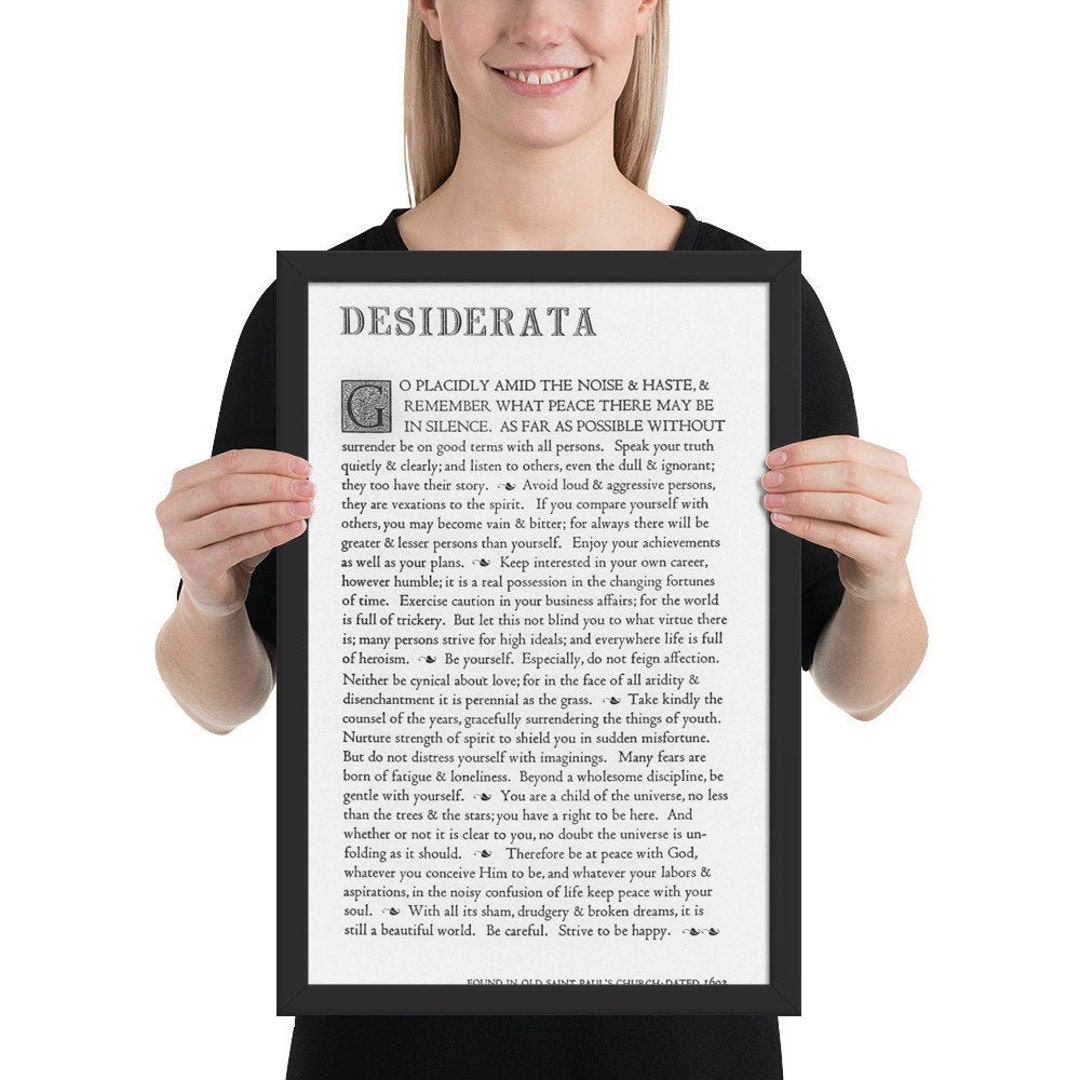 Framed Desiderata Poem Print | 12x18 Poster, Gift Antique Wall Decor ...