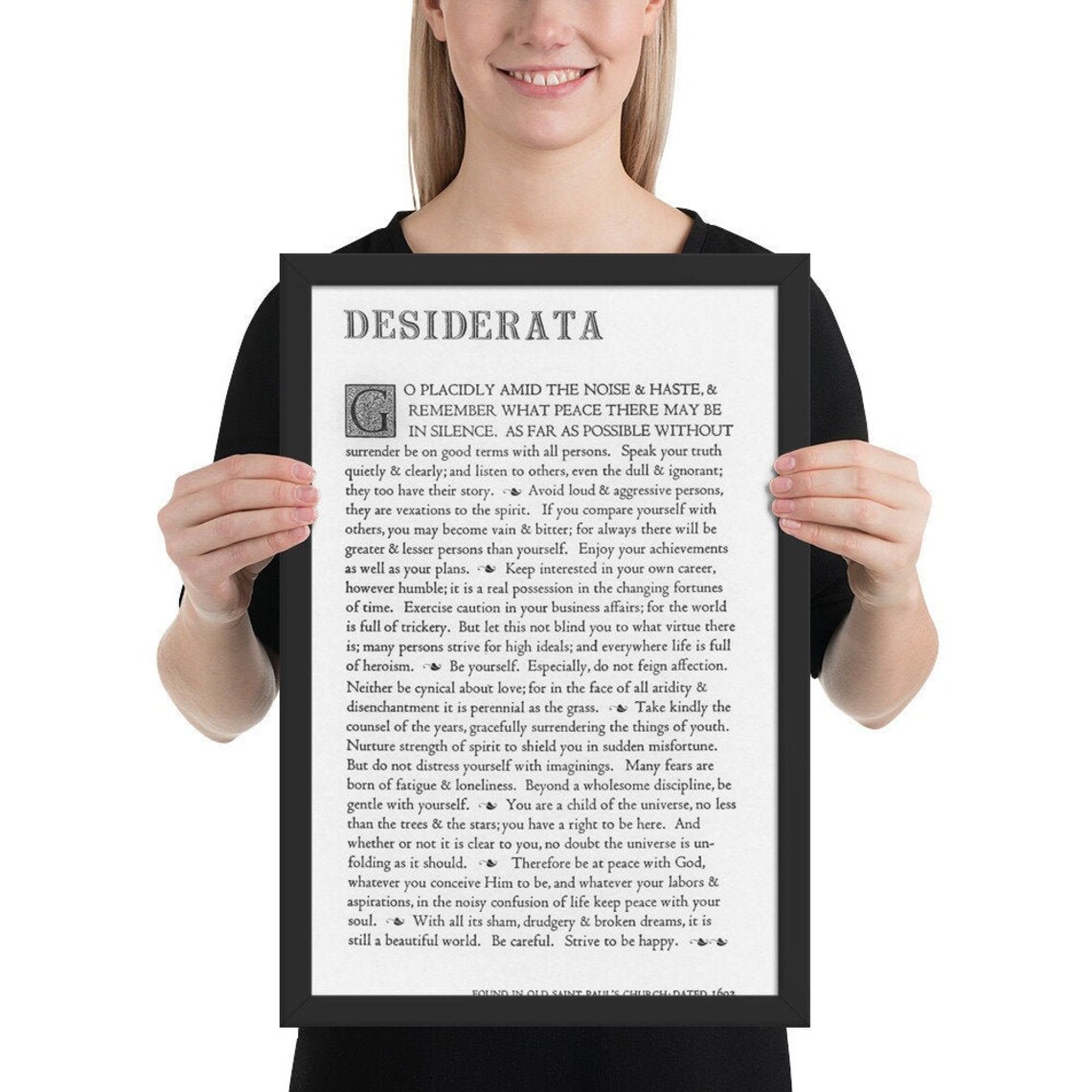 Framed Desiderata Poem Print 12x18 Poster, Gift Antique Wall Decor ...