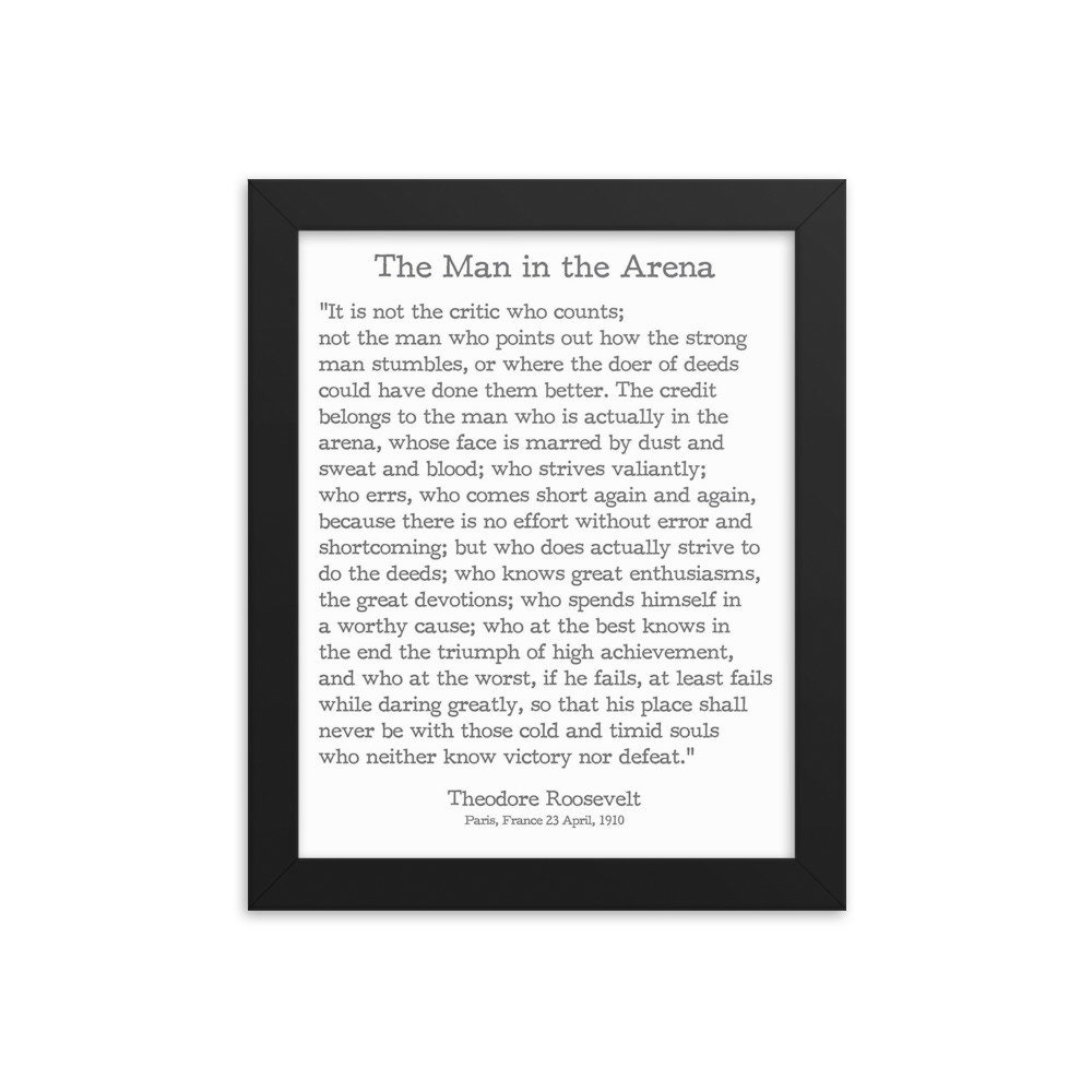 Framed Man in the Arena Quote Print Theodore Roosevelt - Etsy