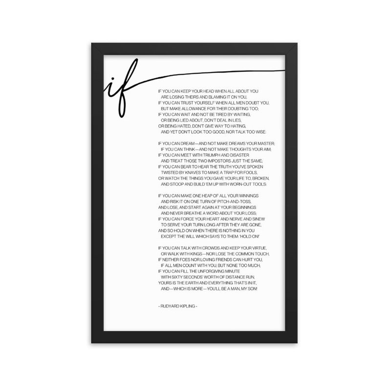 If by Rudyard Kipling Framed Poster Print - Etsy
