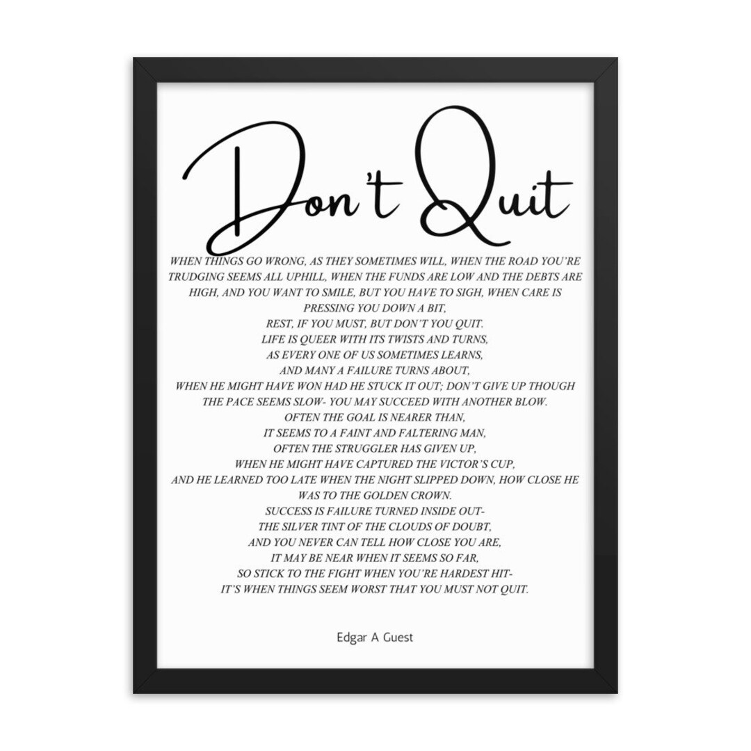 Don't Quit Inspirational Poster Print by John Greenleaf Whittier ...