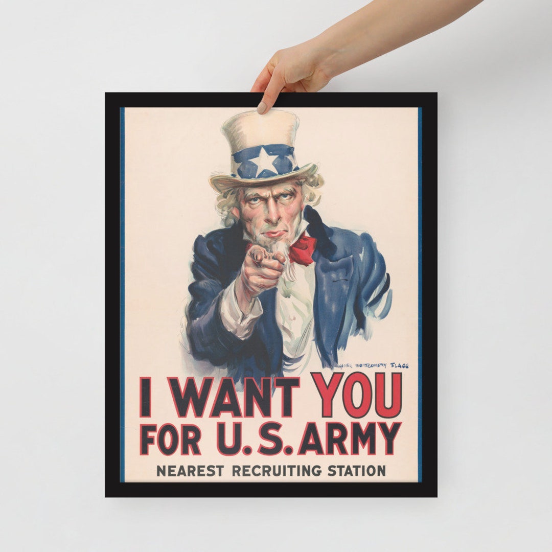 Framed I Want You US Army Recruitment Poster - US War Poster Propaganda ...