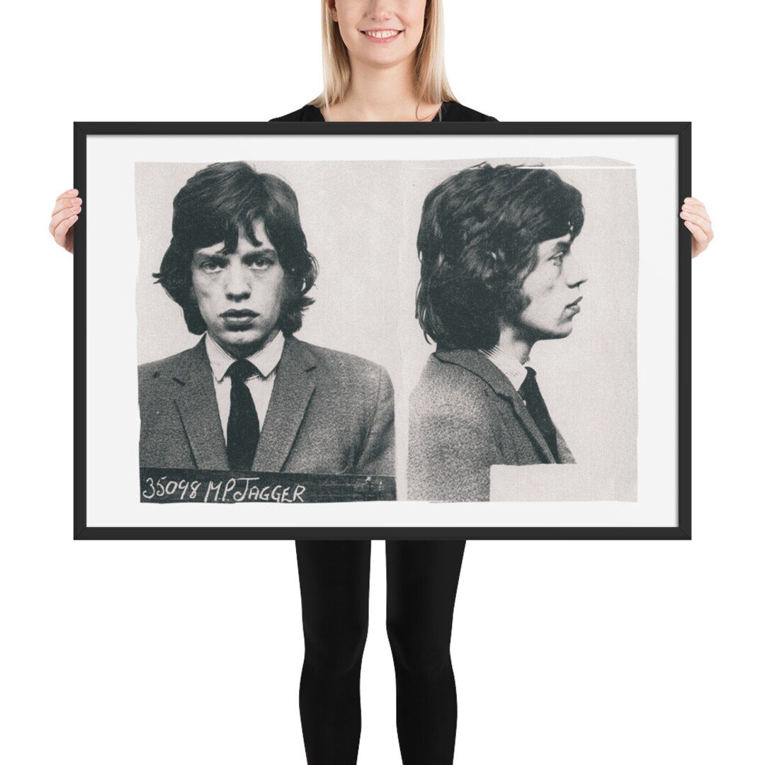 XXL Framed Mick Jager Mug Shot Famous Poster Rolling Stones Rock and ...