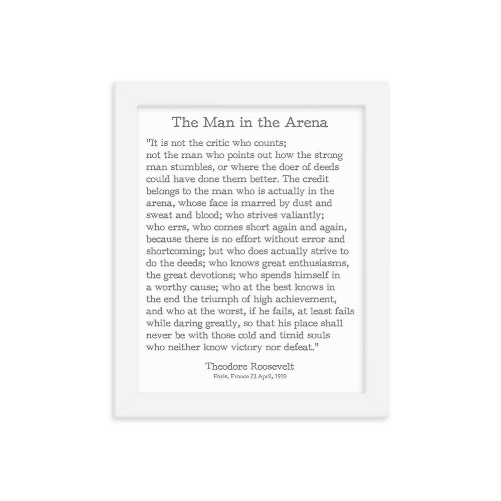 Framed Man in the Arena Quote Print - Theodore Roosevelt - Etsy
